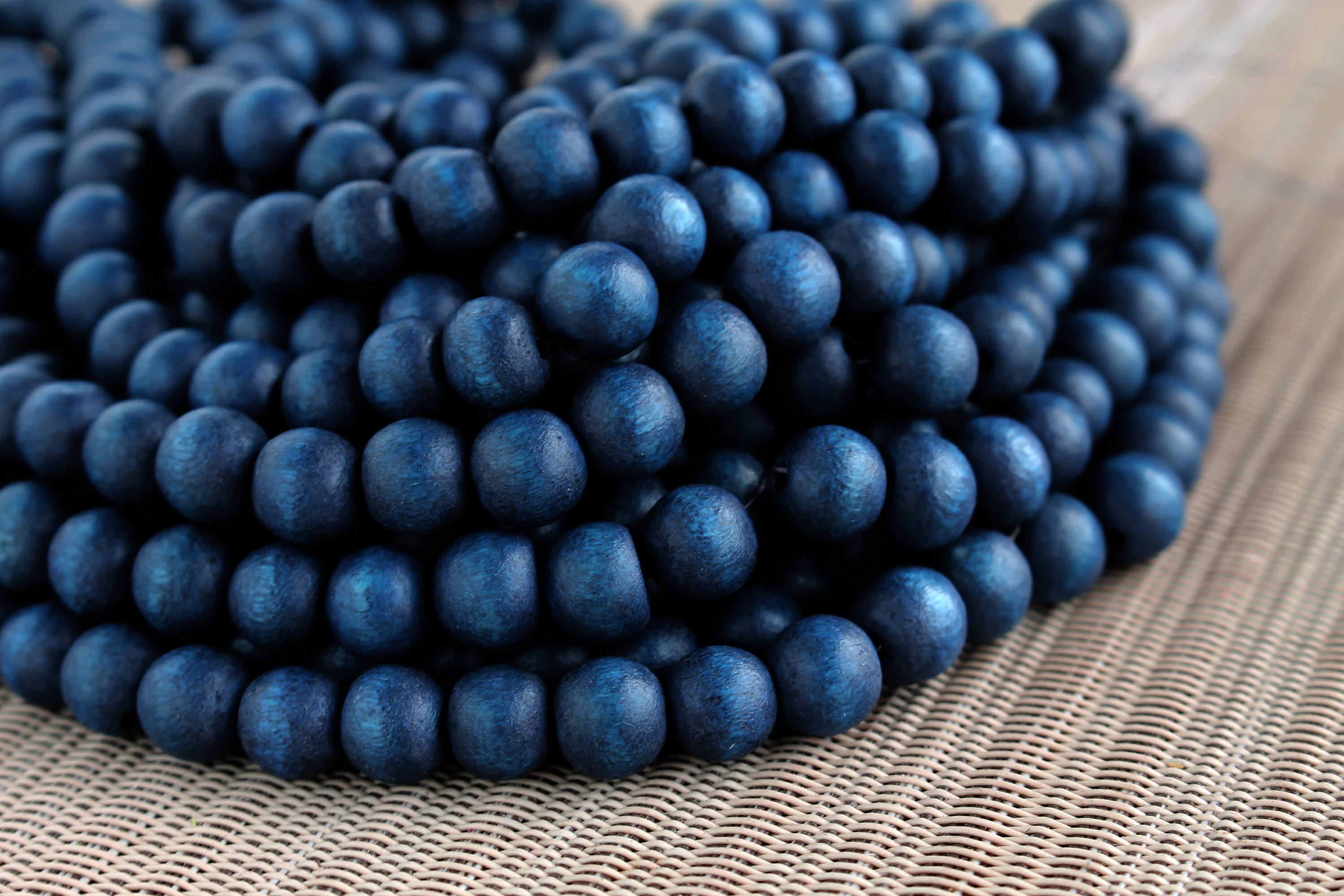 8mm Blue Round Wood Beads Dyed and Waxed 15 inch strand | Etsy