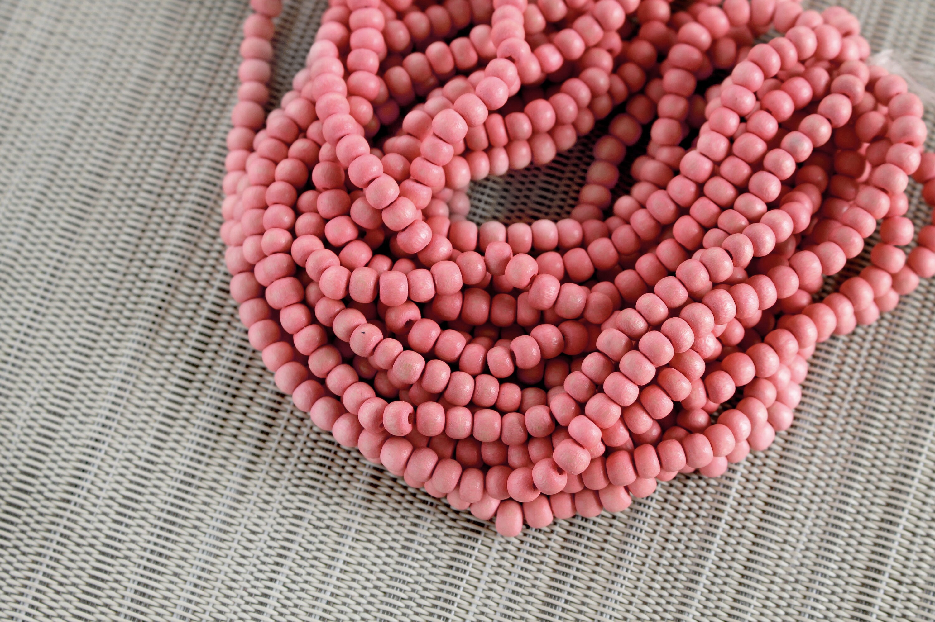 4-5mm Salmon Coral Round Wood Beads Dyed and Waxed 15 inch | Etsy