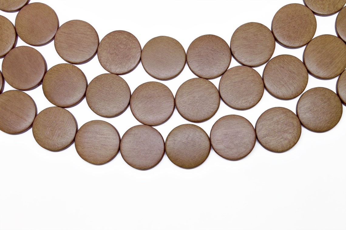 20mm Light Brown Flat Round Coin Wood Beads Dyed and Waxed - Etsy