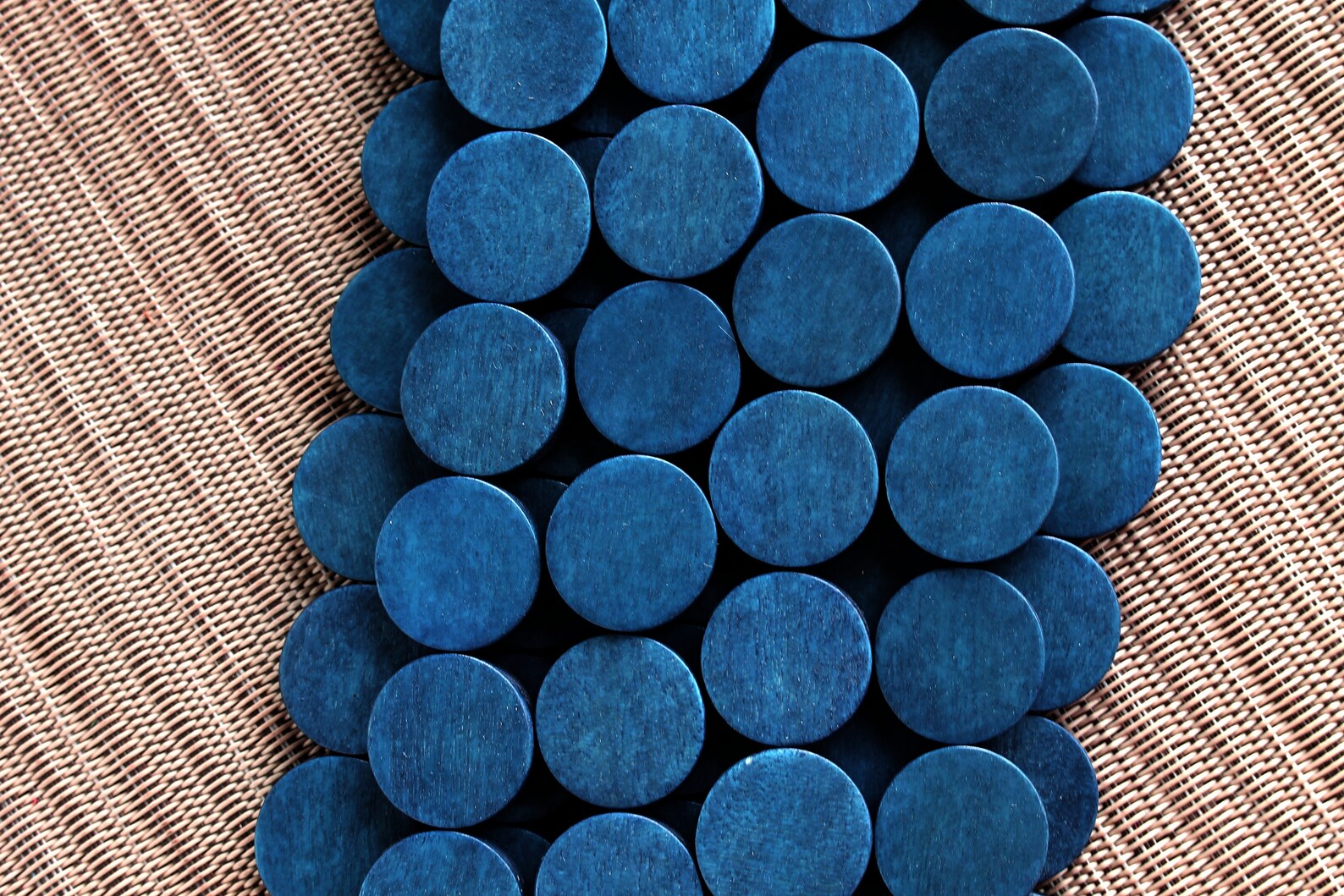 20mm Blue Flat Round Coin Wood Beads Dyed and Waxed 15 - Etsy