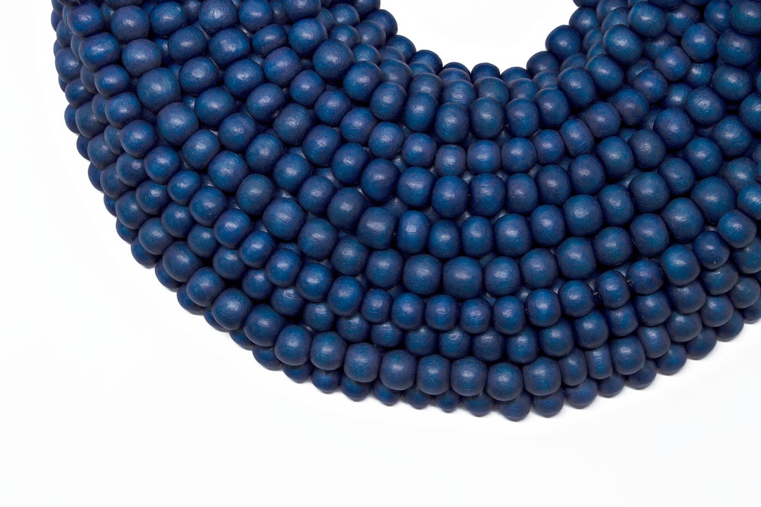 6mm Blue Round Wood Beads - Dyed and Waxed - 15 Inch Strand - Etsy