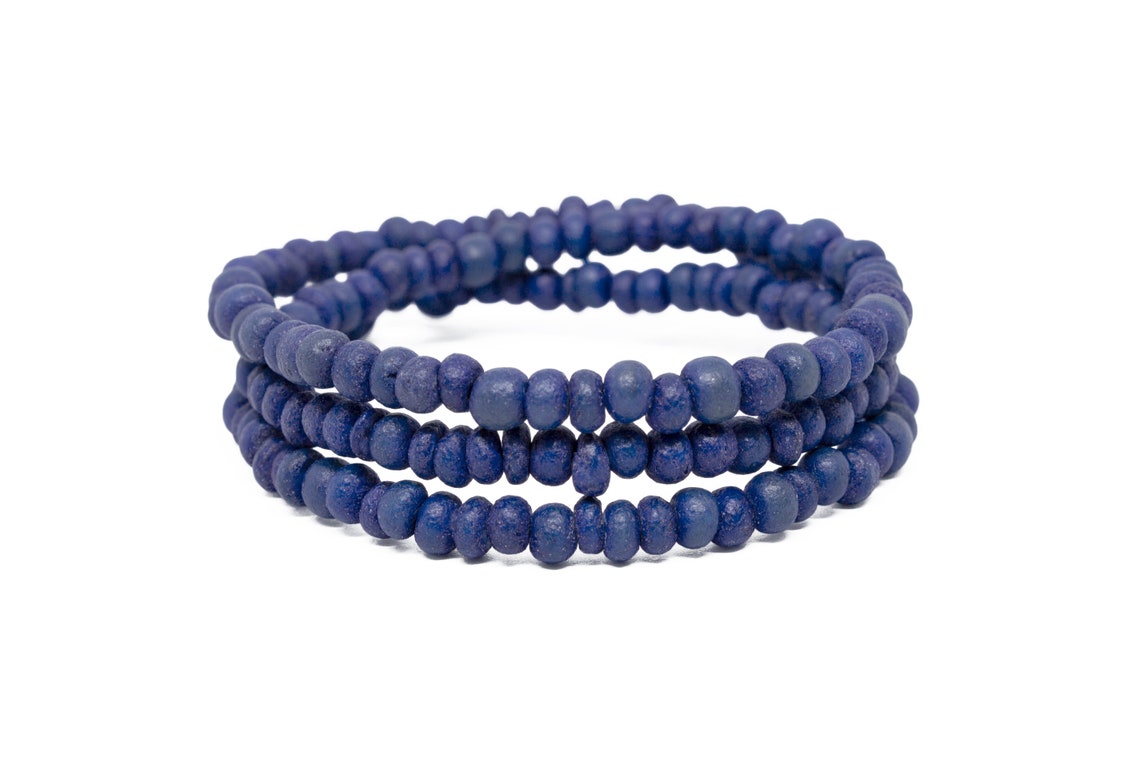 2-3mm Blue Coconut Shell Pucalet Rondelle Beads - Dyed and Waxed - 15 ...