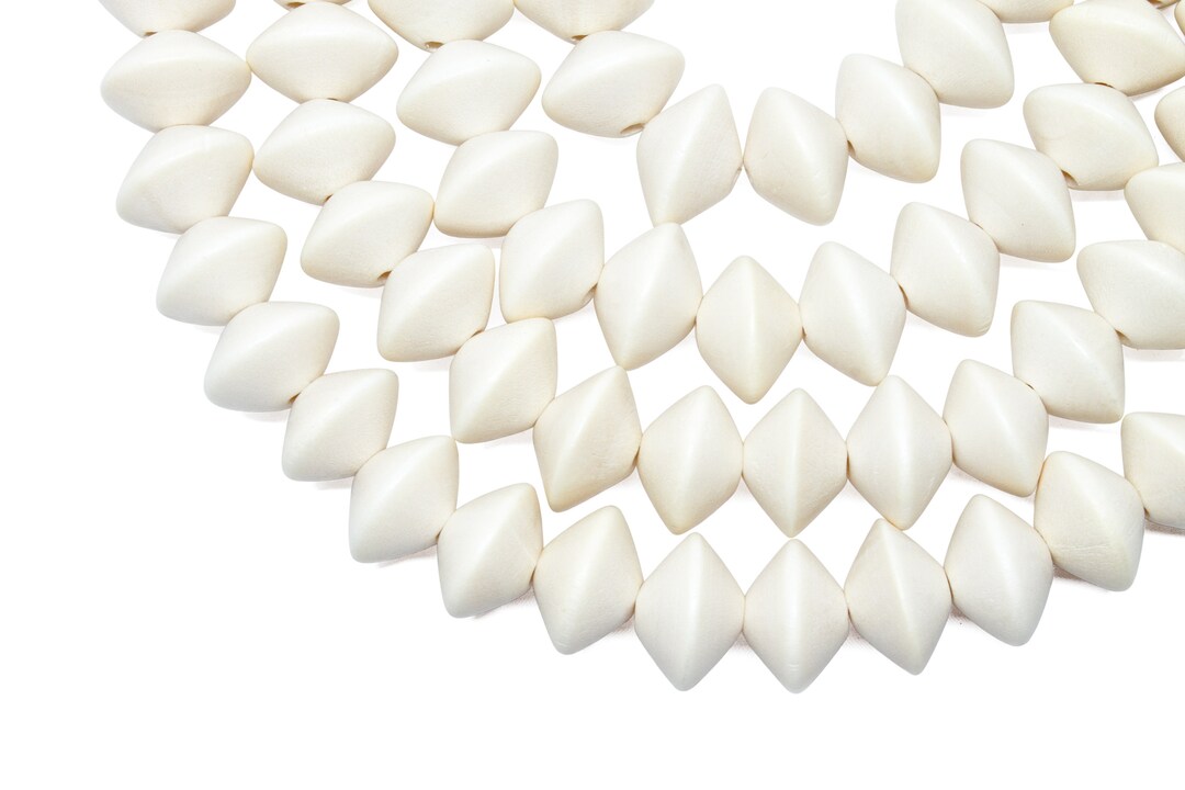 15mm White Cream Ivory Saucer Bicone Colored Natural Wood Beads ...