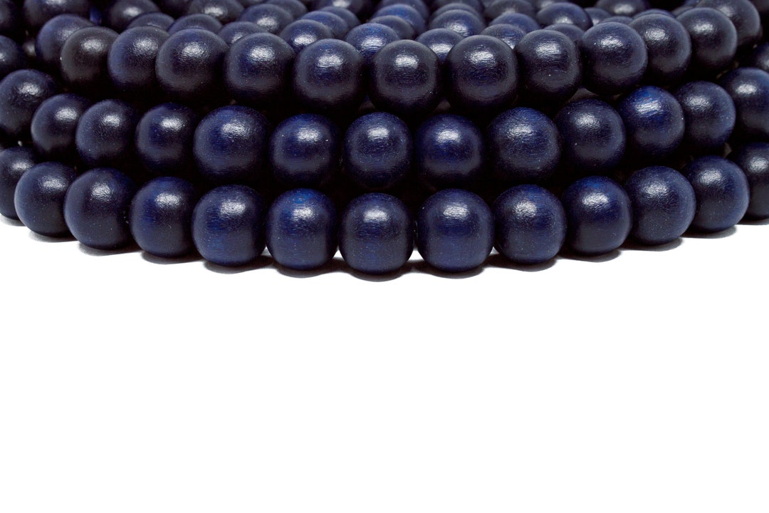 12mm Navy Blue Round Wood Beads - Dyed and Waxed - 15 Inch Strand - Etsy