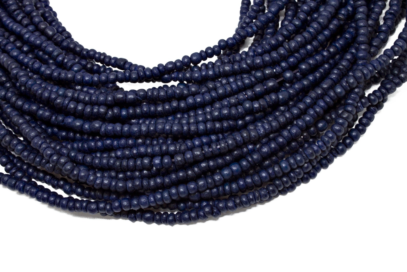 2-3mm Navy Blue Coconut Shell Pucalet Rondelle Beads - Dyed and Waxed ...