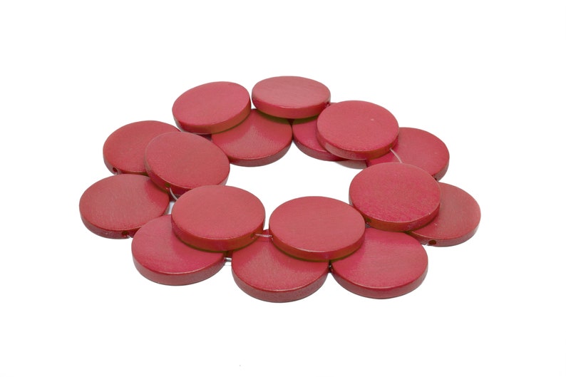 25mm Cayenne Red Flat Round Coin Wood Beads Dyed and Waxed - Etsy