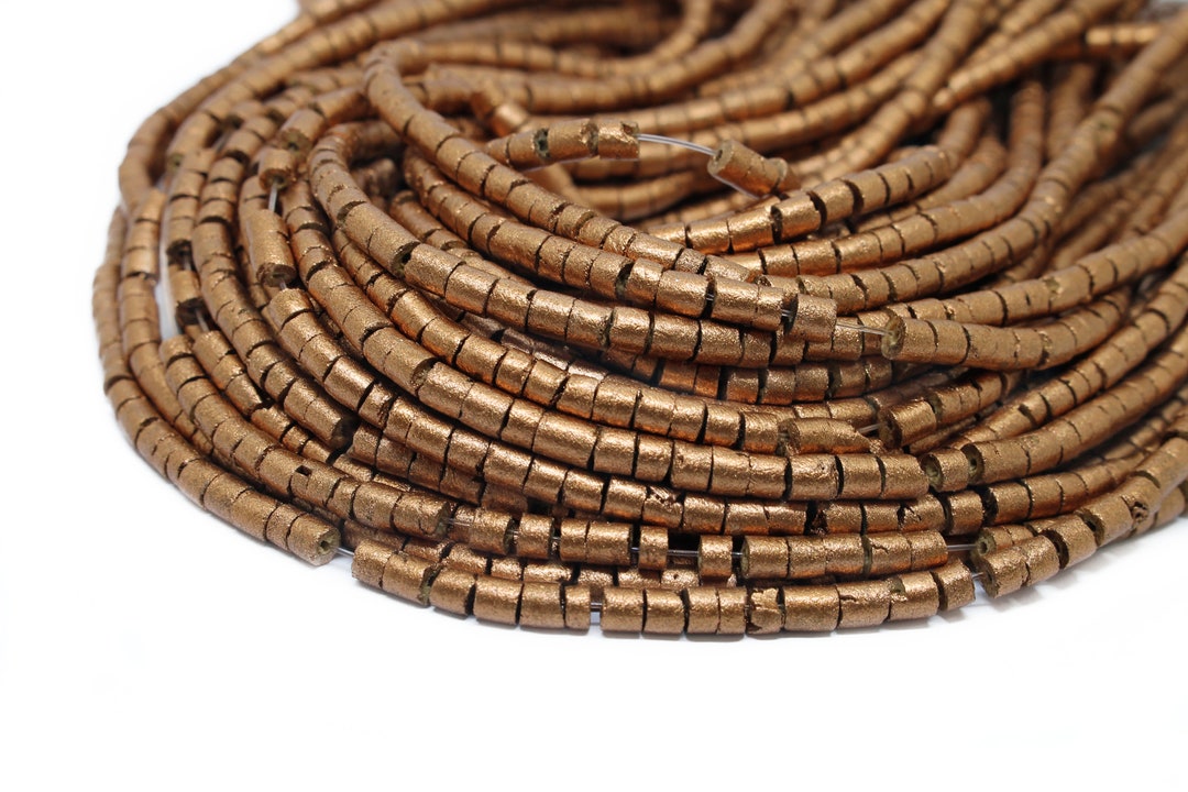 3-4mm Metallic Copper Heishi Coconut Beads - Painted - 23 Inch Strand ...