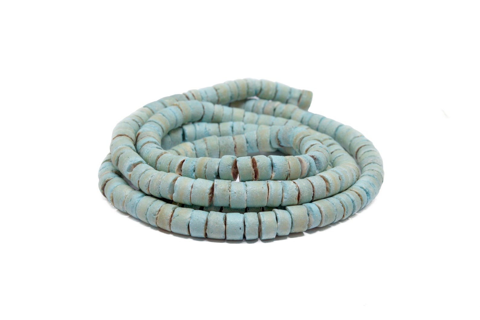 4-5mm Baby Blue Coconut Shell Heishi Beads Dyed and Waxed | Etsy