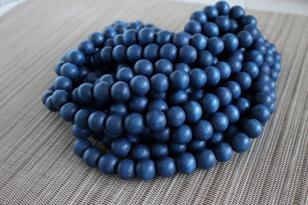 12mm Blue Round Wood Beads Dyed and Waxed 15 Inch Strand - Etsy