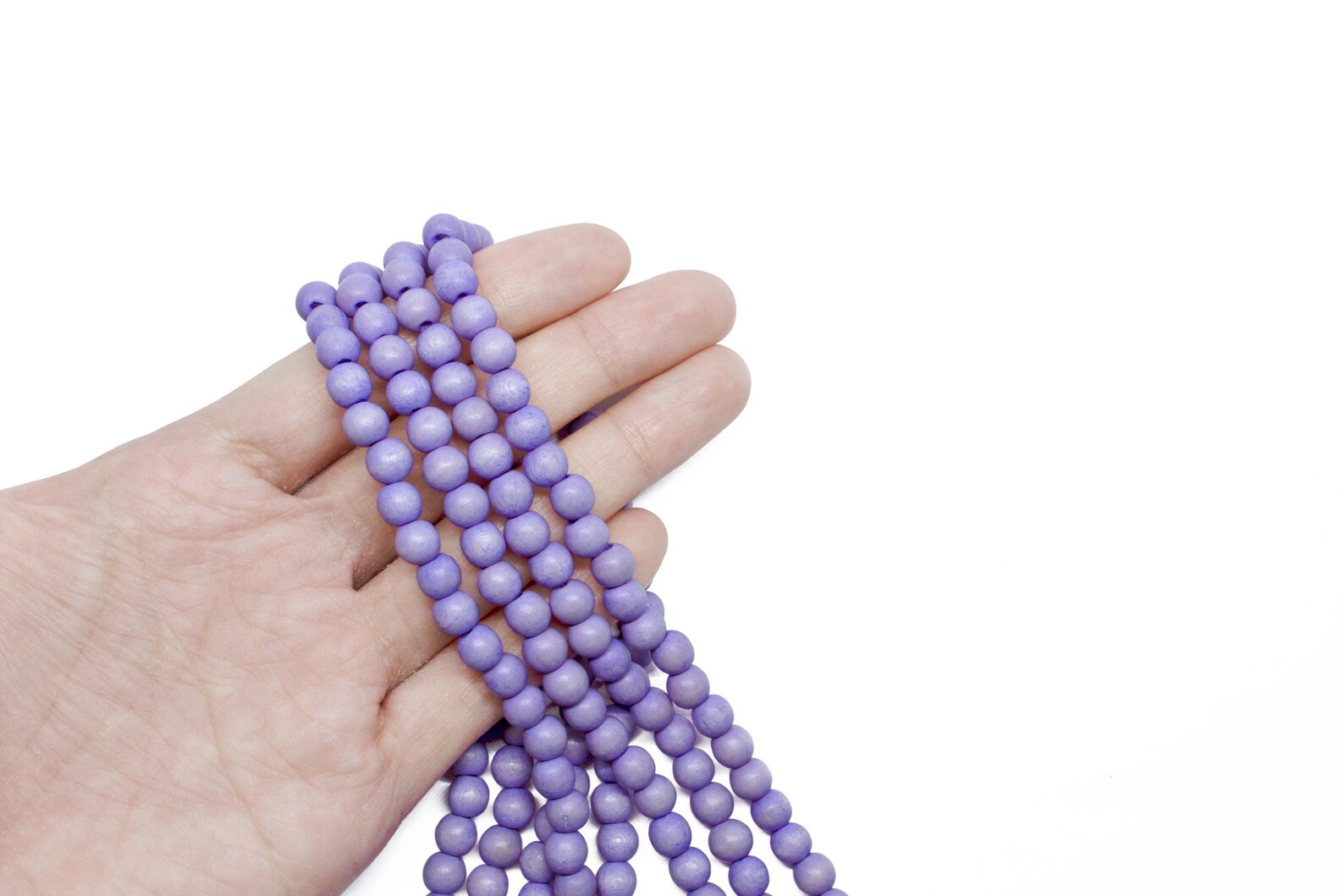 6mm Violet Tulip Lavender Round Wood Beads - Dyed and Waxed - 15 Inch ...
