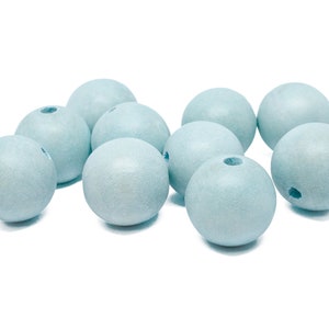20mm Baby Blue Round Wood Beads - Dyed and Waxed - 10 Pcs. - Etsy