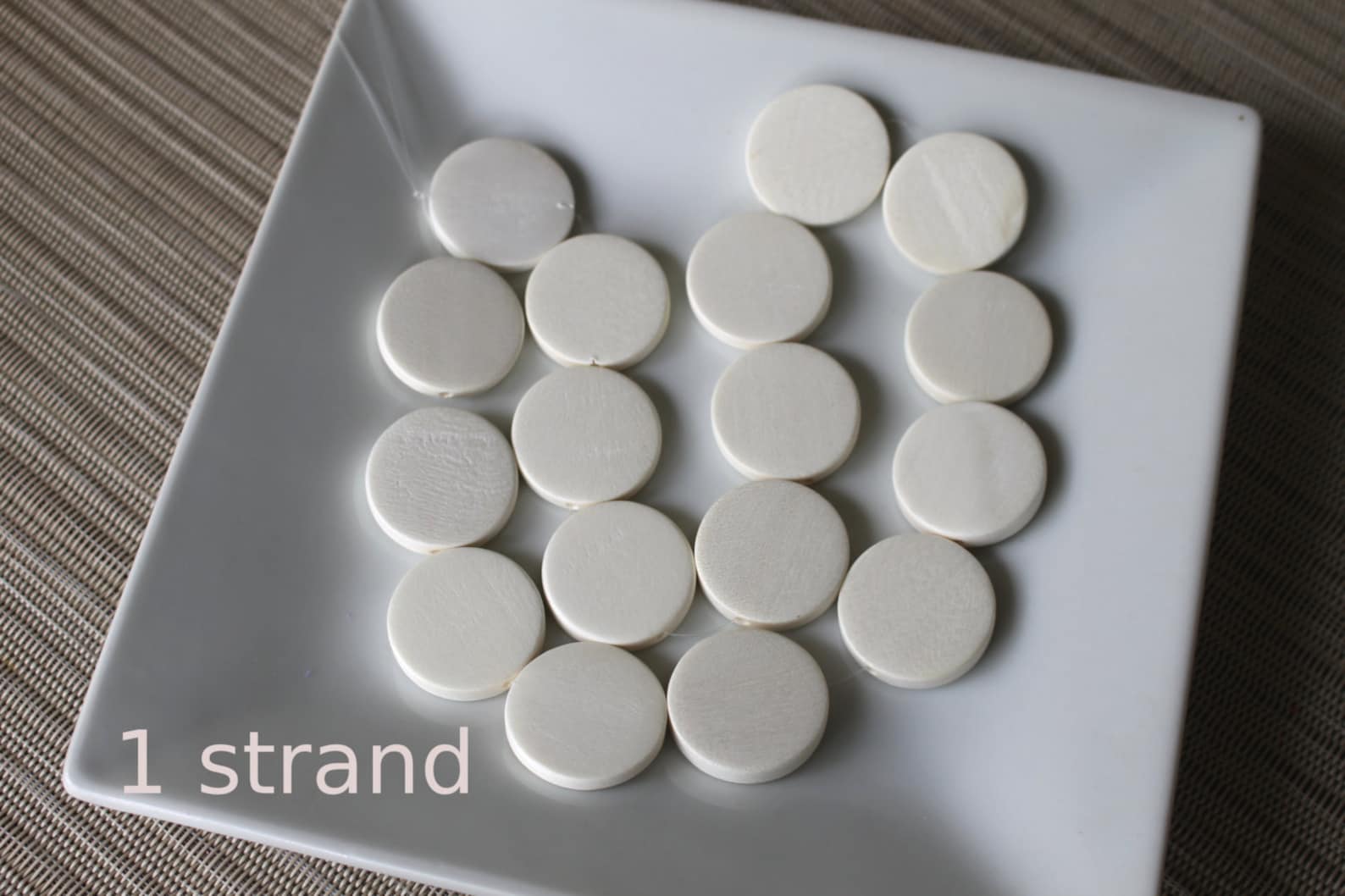 25mm White Ivory Cream Flat Round Coin Wood Beads Bleached | Etsy