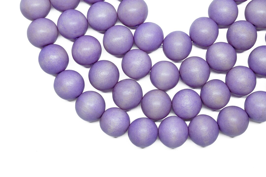 15mm Violet Tulip Round Wood Beads - Dyed and Waxed - 15 Inch Strand - Etsy