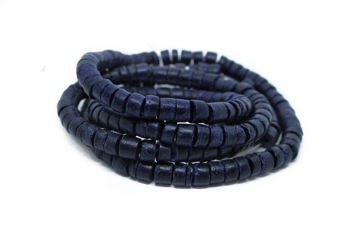 4-5mm Navy Blue Coconut Shell Heishi Beads - Dyed and Waxed - 23 Inch ...