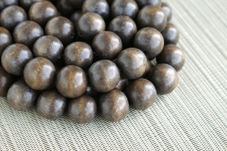 20mm Dark Brown Round Wood Beads Dyed and Waxed 10 pcs. | Etsy