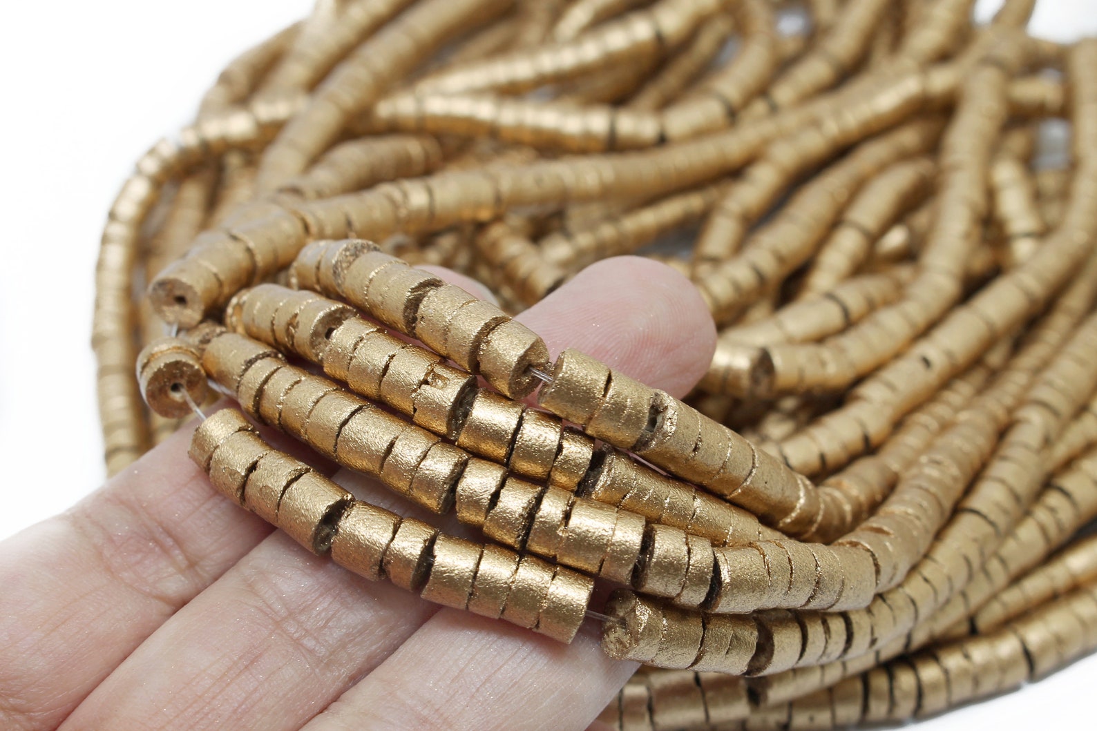 4-5mm Metallic Gold Coconut Shell Heishi Beads Painted 23 | Etsy