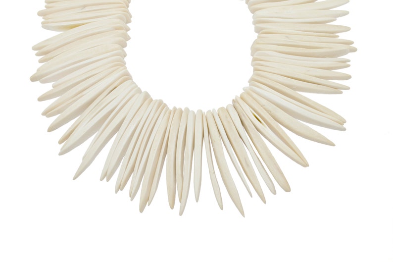 40mm White Coconut Shell Sticks - Bleached - 15 Inch Strand - Etsy
