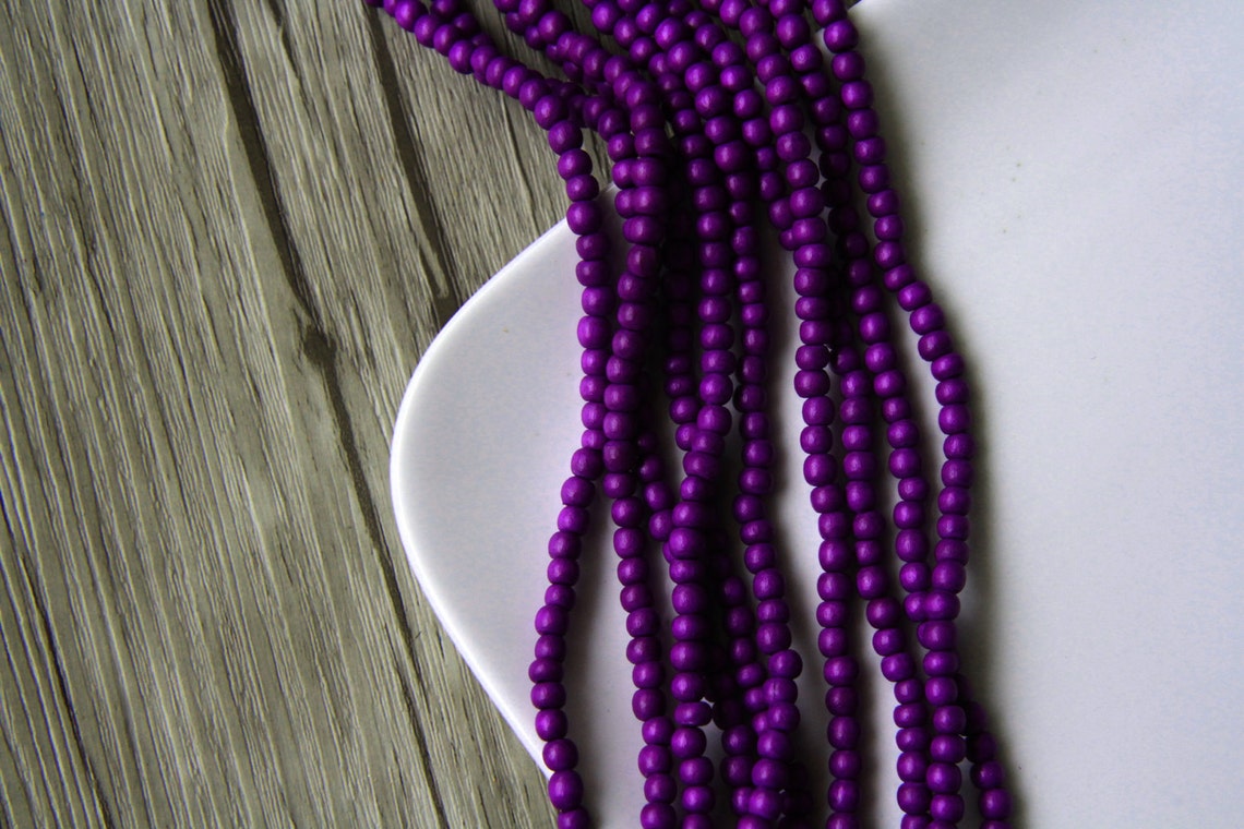 4-5mm Royal Purple Round Wood Beads Dyed and Waxed 15 Inch - Etsy