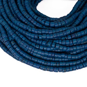 4-5mm Cobalt Blue Coconut Shell Heishi Beads - Dyed and Waxed - 23 Inch ...