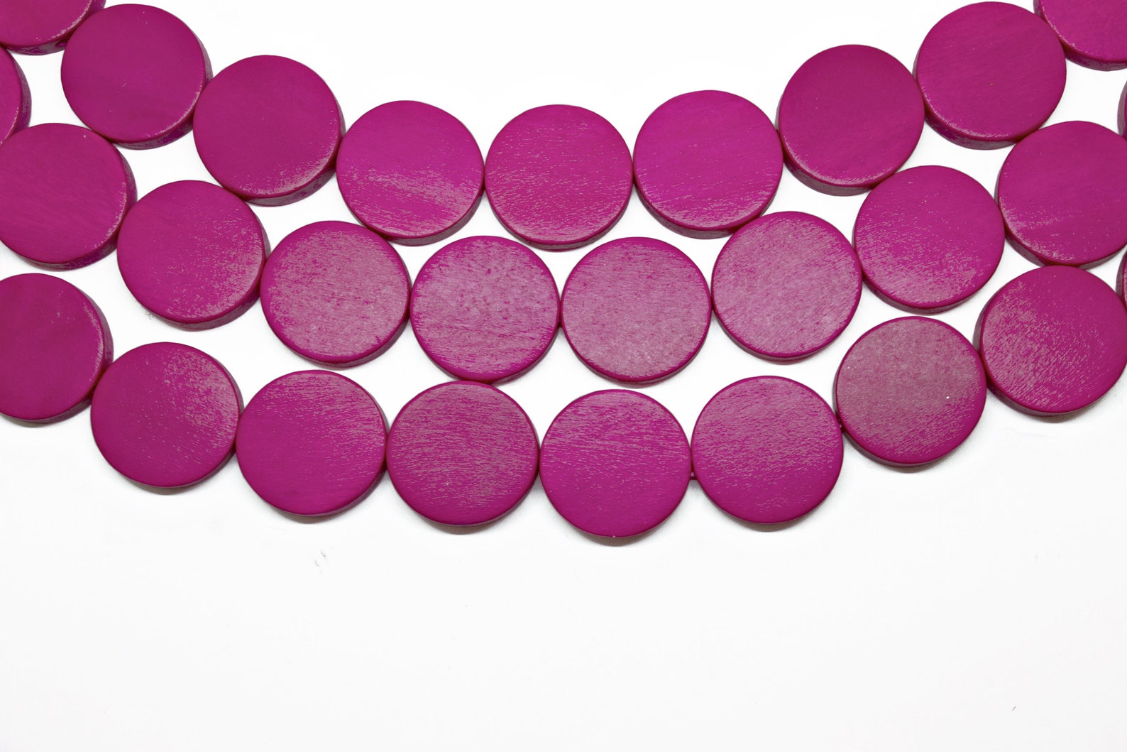 20mm Hot Pink Fuchsia Pink Flat Round Coin Wood Beads Dyed - Etsy
