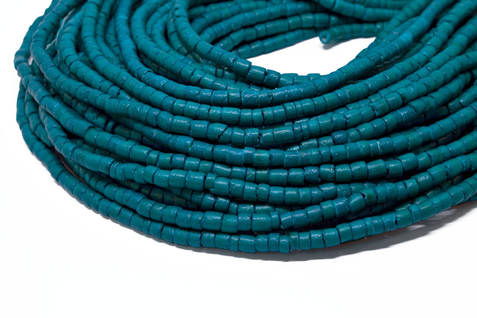 3-4mm Teal Blue Coconut Shell Heishi Beads Dyed and Waxed - Etsy