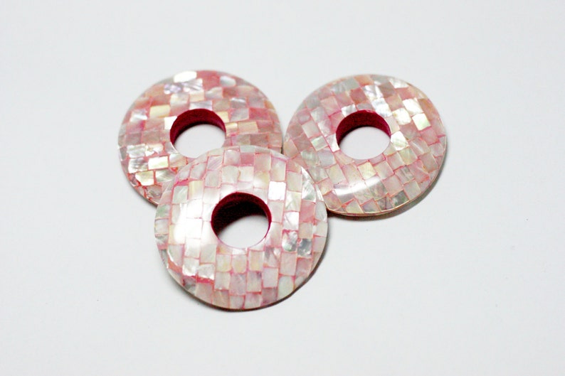 50mm Pink Abalone Shell Donut Pendant Mosaic Style Inlay 1 - Etsy