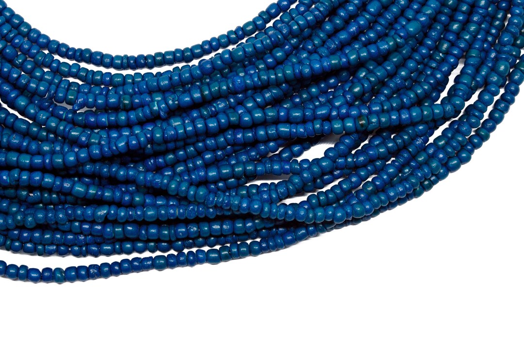 2-3mm Cobalt Blue Coconut Shell Pucalet Rondelle Beads - Dyed and Waxed ...