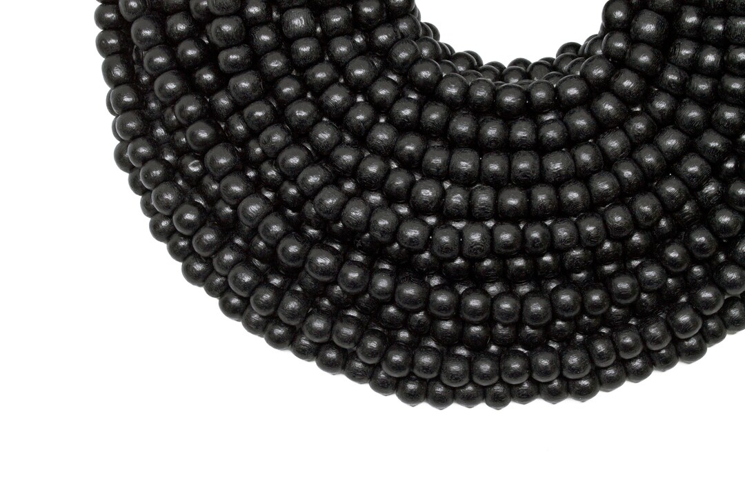 6mm Black Round Wood Beads - Dyed and Waxed - 15 Inch Strand - Etsy