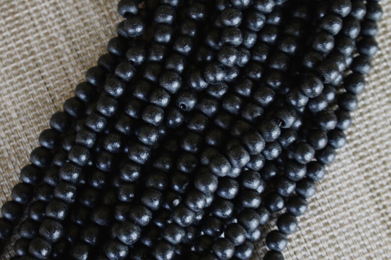6mm Black Round Wood Beads - Dyed and Waxed - 15 Inch Strand - Etsy