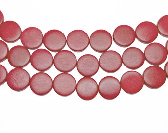 25mm Cayenne Red Flat Round Coin Wood Beads Dyed and Waxed | Etsy