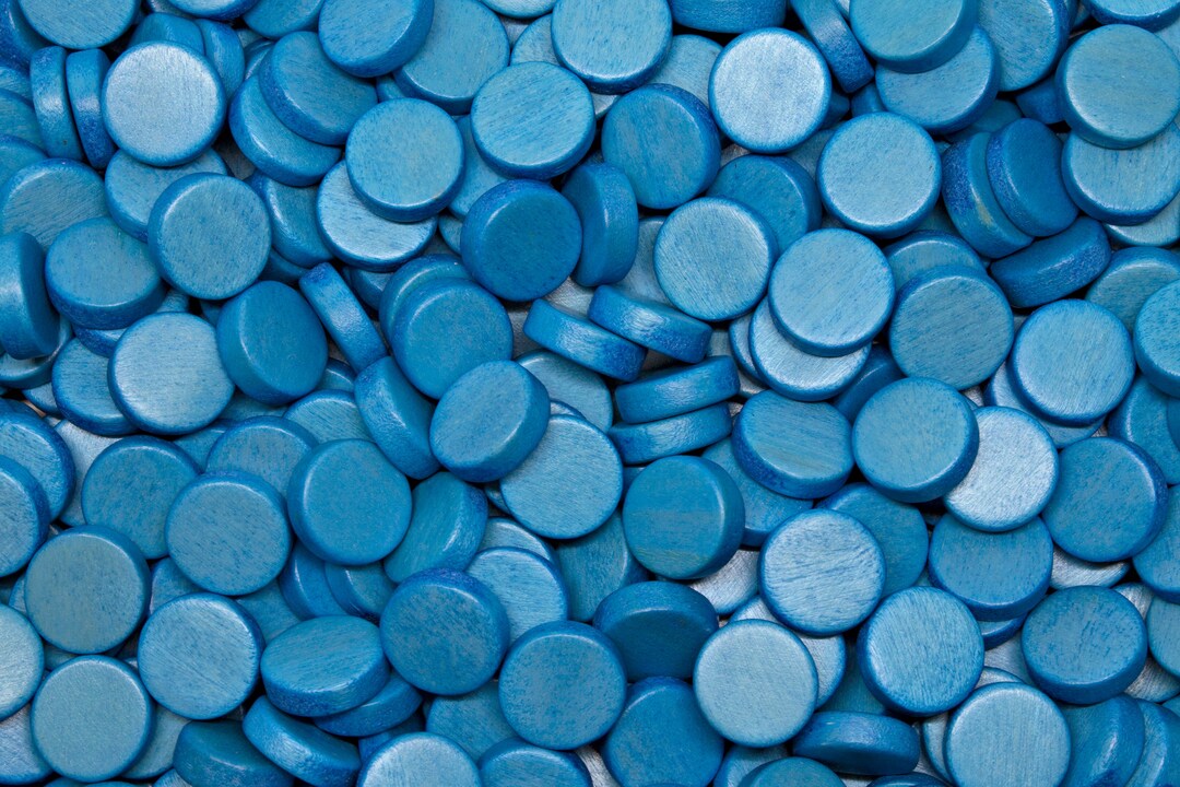 15mm Azure Blue Flat Round Coin Wooden Discs - No Hole- Dyed and Waxed ...