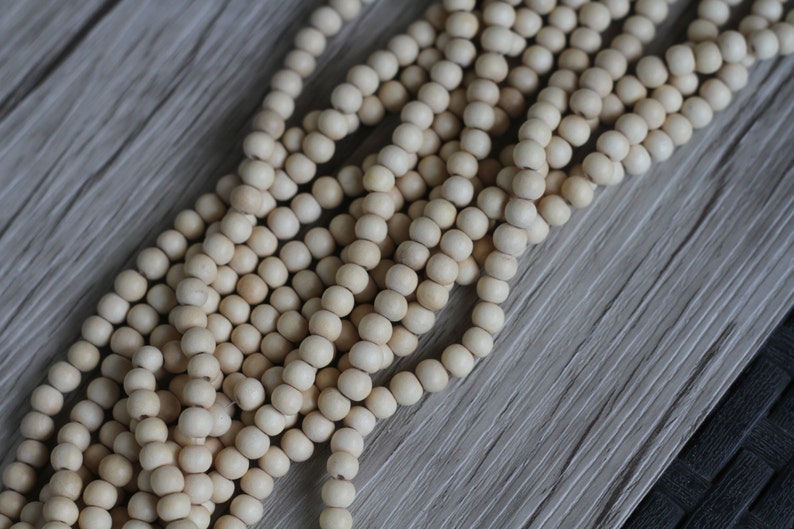 6mm Natural Beige Round Wood Beads Waxed 15 Inch Strand - Etsy