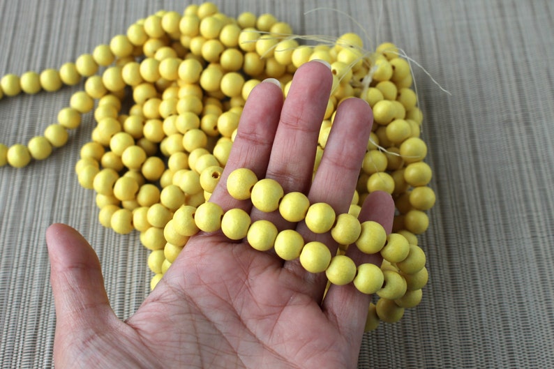 10mm Canary Yellow Bright Yellow Round Wood Beads Dyed and | Etsy