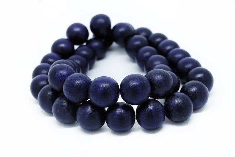 12mm Navy Blue Round Wood Beads Dyed and Waxed 15 inch | Etsy
