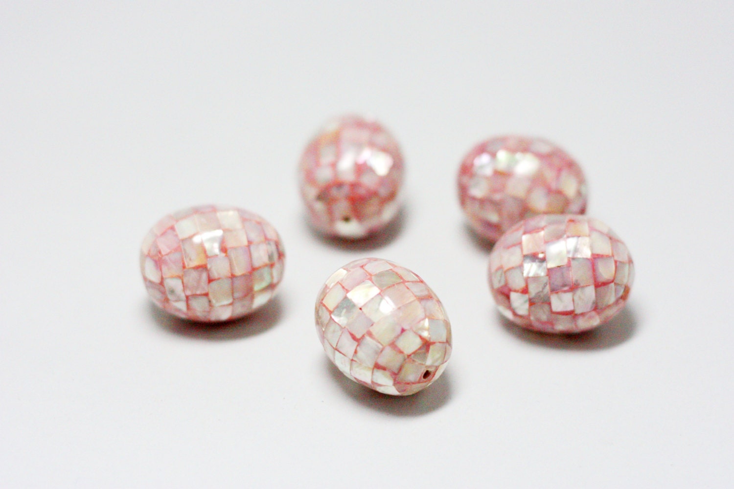 30x24mm Pink Abalone Shell Oval Beads Mosaic Style Inlay 2 - Etsy