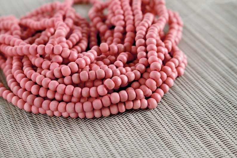 4-5mm Salmon Coral Round Wood Beads Dyed and Waxed 15 Inch | Etsy