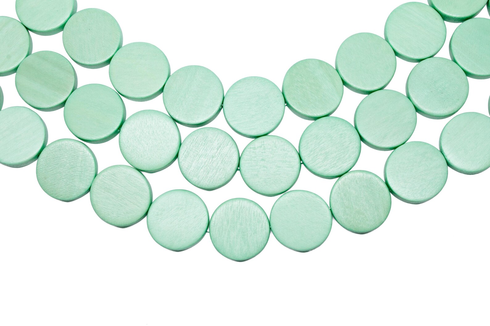 20mm Hemlock Green Pastel Green Flat Round Coin Wood Beads - Dyed and ...