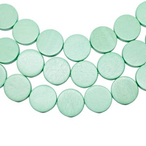20mm Hemlock Green Pastel Green Flat Round Coin Wood Beads - Dyed and ...