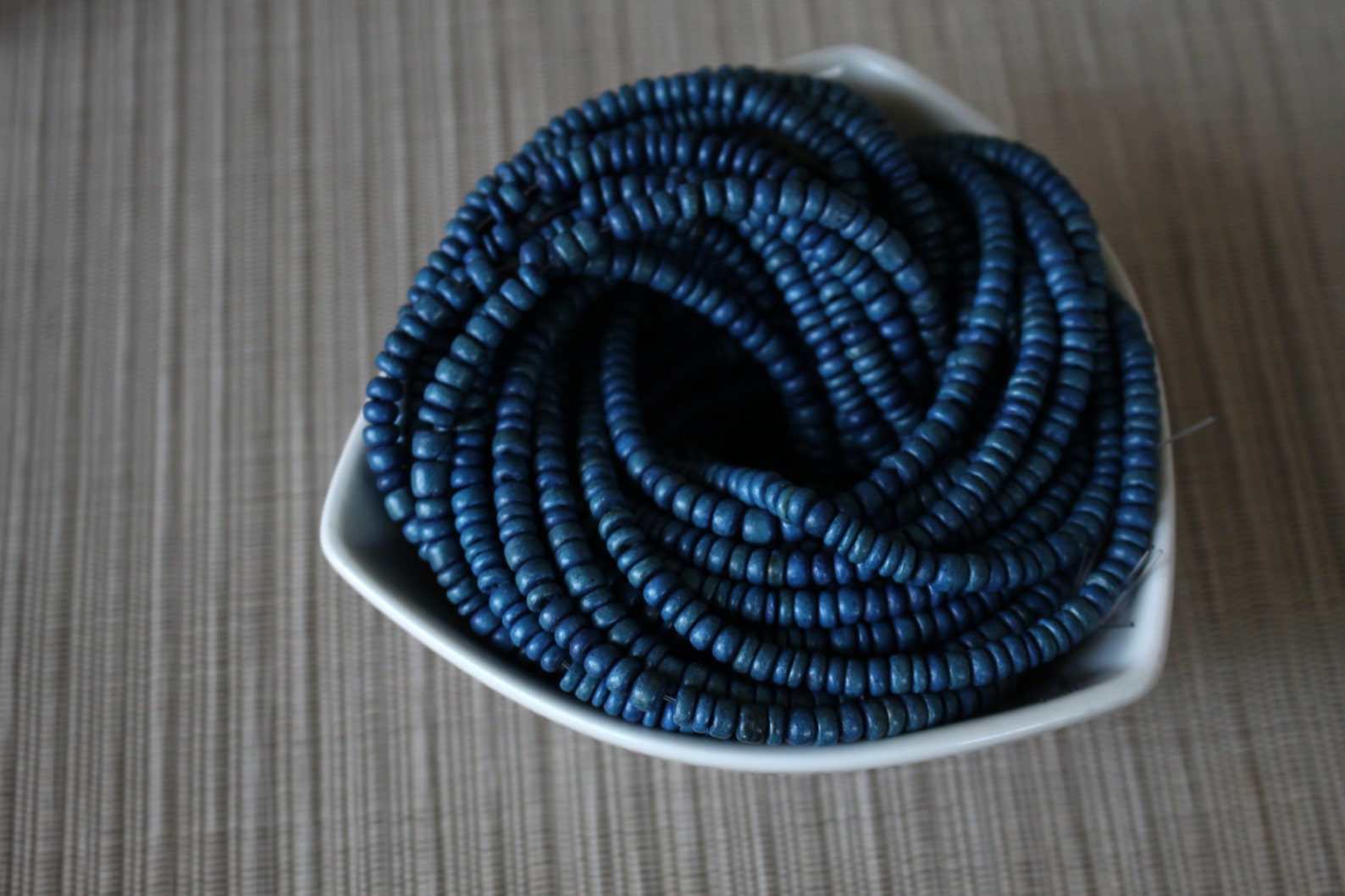 4-5mm Blue Coconut Shell Pucalet Rondelle Beads - Dyed and Waxed - 15 ...