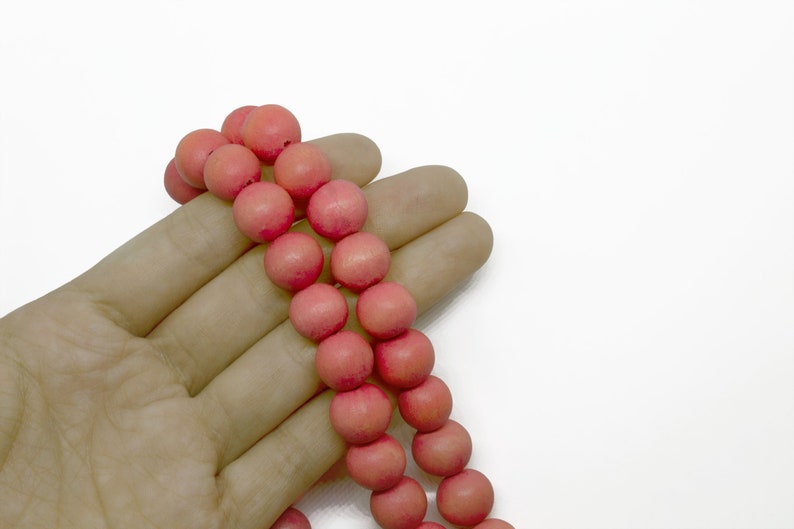 12mm Salmon Round Wood Beads Dyed and Waxed 15 inch strand | Etsy