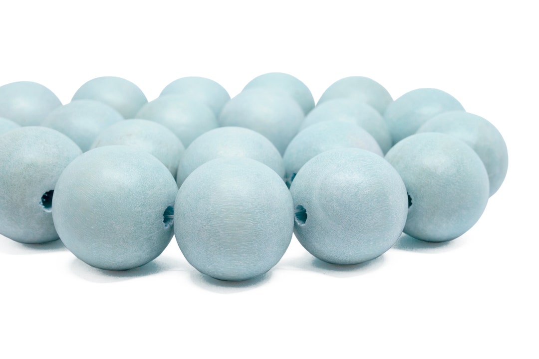 20mm Baby Blue Round Wood Beads - Dyed and Waxed - 10 Pcs. - Etsy