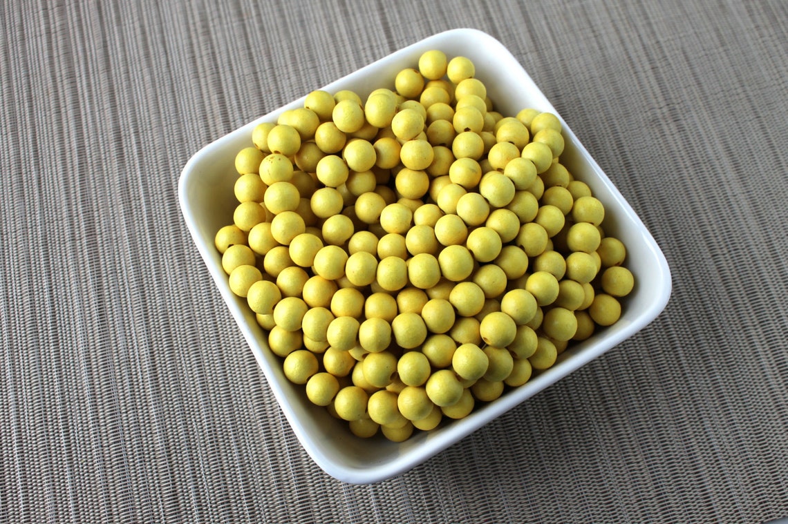 10mm Canary Yellow Bright Yellow Round Wood Beads Dyed and - Etsy
