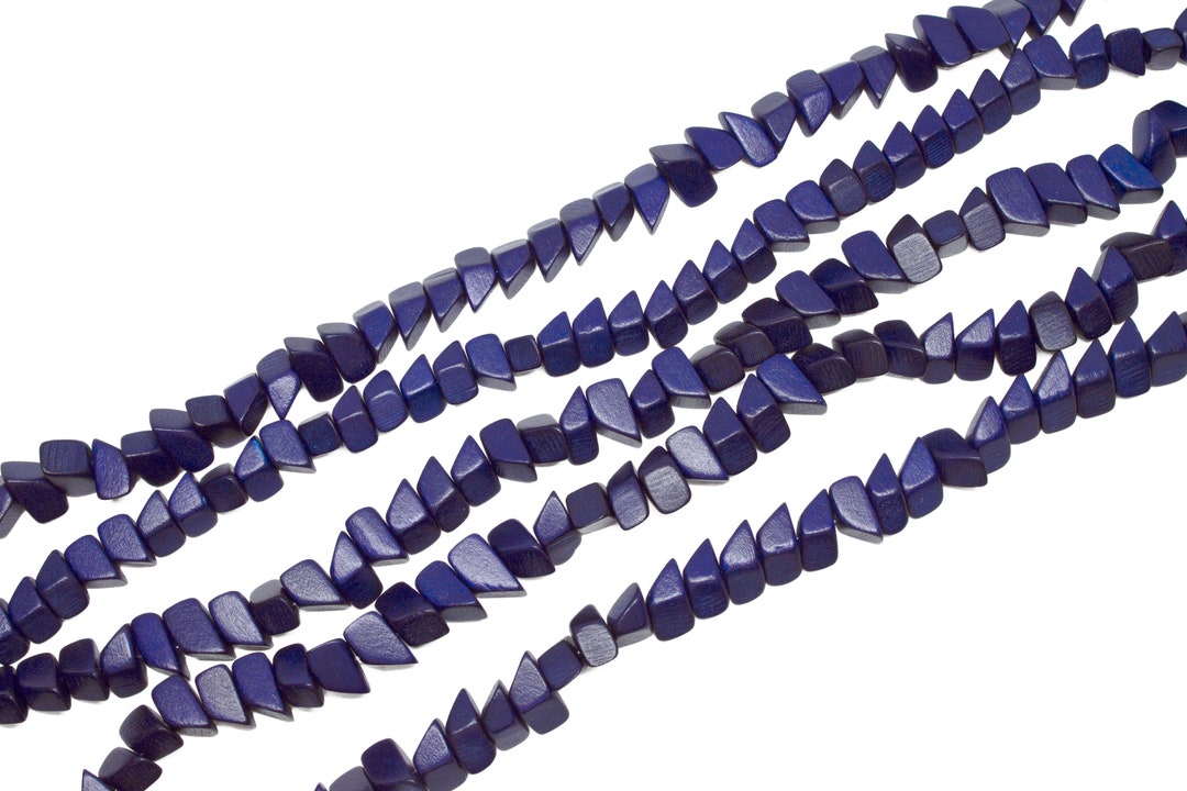 Navy Blue Chip Nuggets Irregular Polygon Wood Beads 6mm 8mm 10mm - Dyed ...
