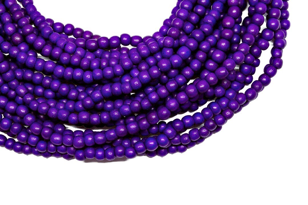 4-5mm Royal Purple Round Wood Beads Dyed and Waxed 15 Inch Strand - Etsy
