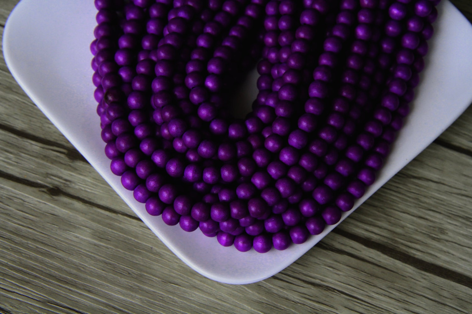 8mm Royal Purple Wood Beads Dyed and Waxed 15 Inch Strand - Etsy