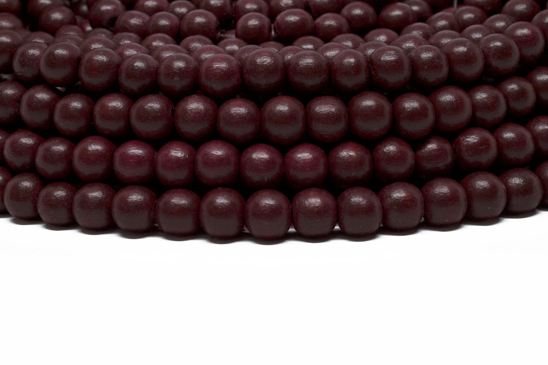 8mm Burgundy Red Round Wood Beads Dyed and Waxed 15 Inch Strand - Etsy