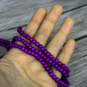 4-5mm Royal Purple Round Wood Beads Dyed and Waxed 15 Inch Strand - Etsy