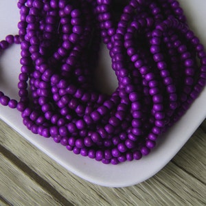 4-5mm Royal Purple Round Wood Beads Dyed and Waxed 15 Inch Strand - Etsy