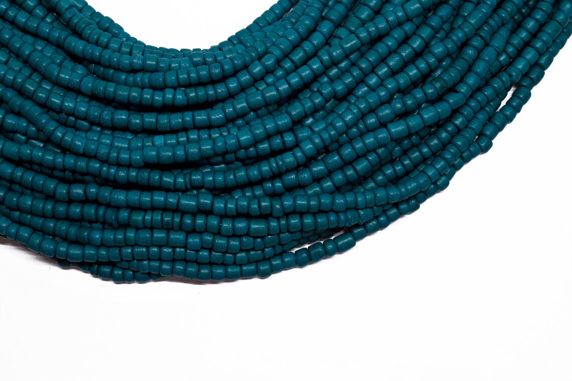 4-5mm Teal Blue Coconut Shell Pucalet Rondelle Beads Dyed - Etsy