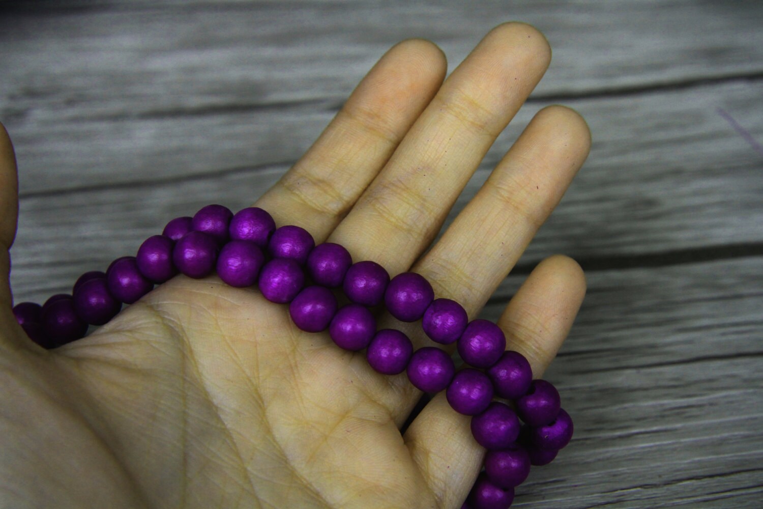 8mm Royal Purple Wood Beads Dyed and Waxed 15 Inch Strand - Etsy